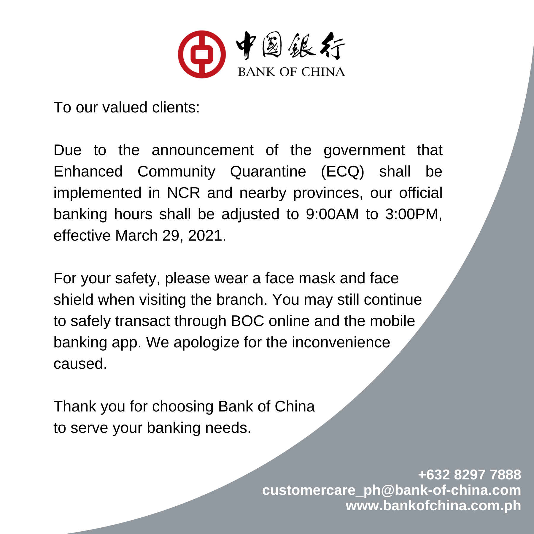 Notices and Advisories | Information | Bank of China@Manila