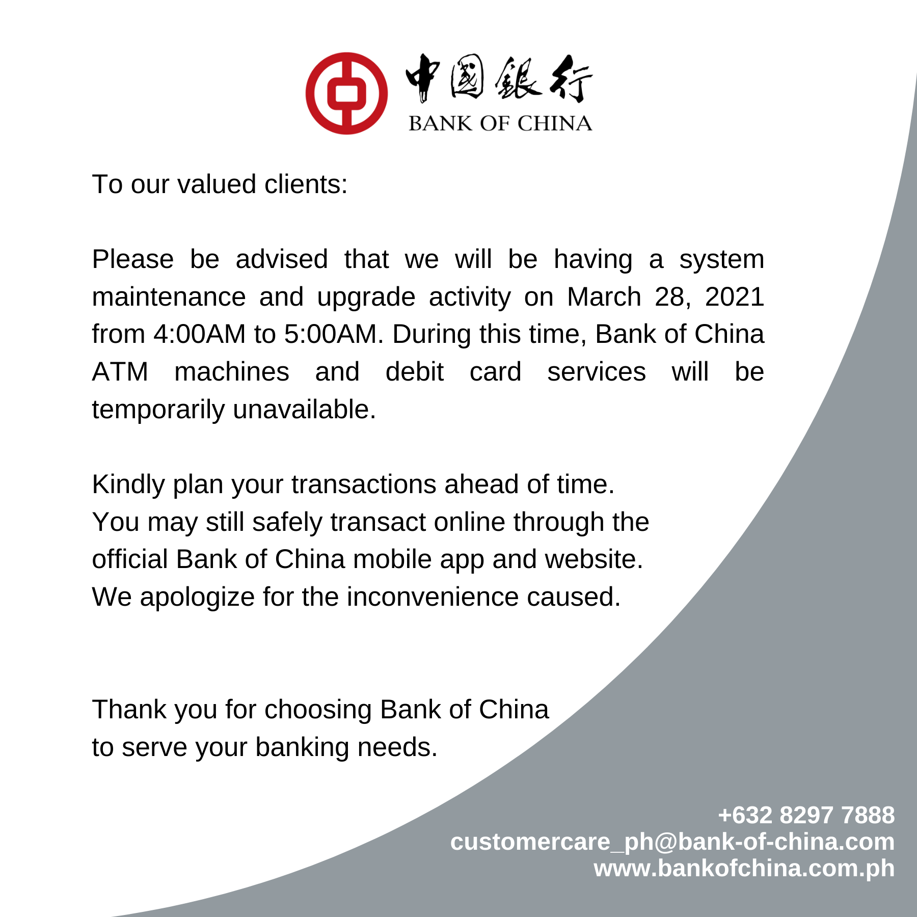 Notices and Advisories | Information | Bank of China@Manila